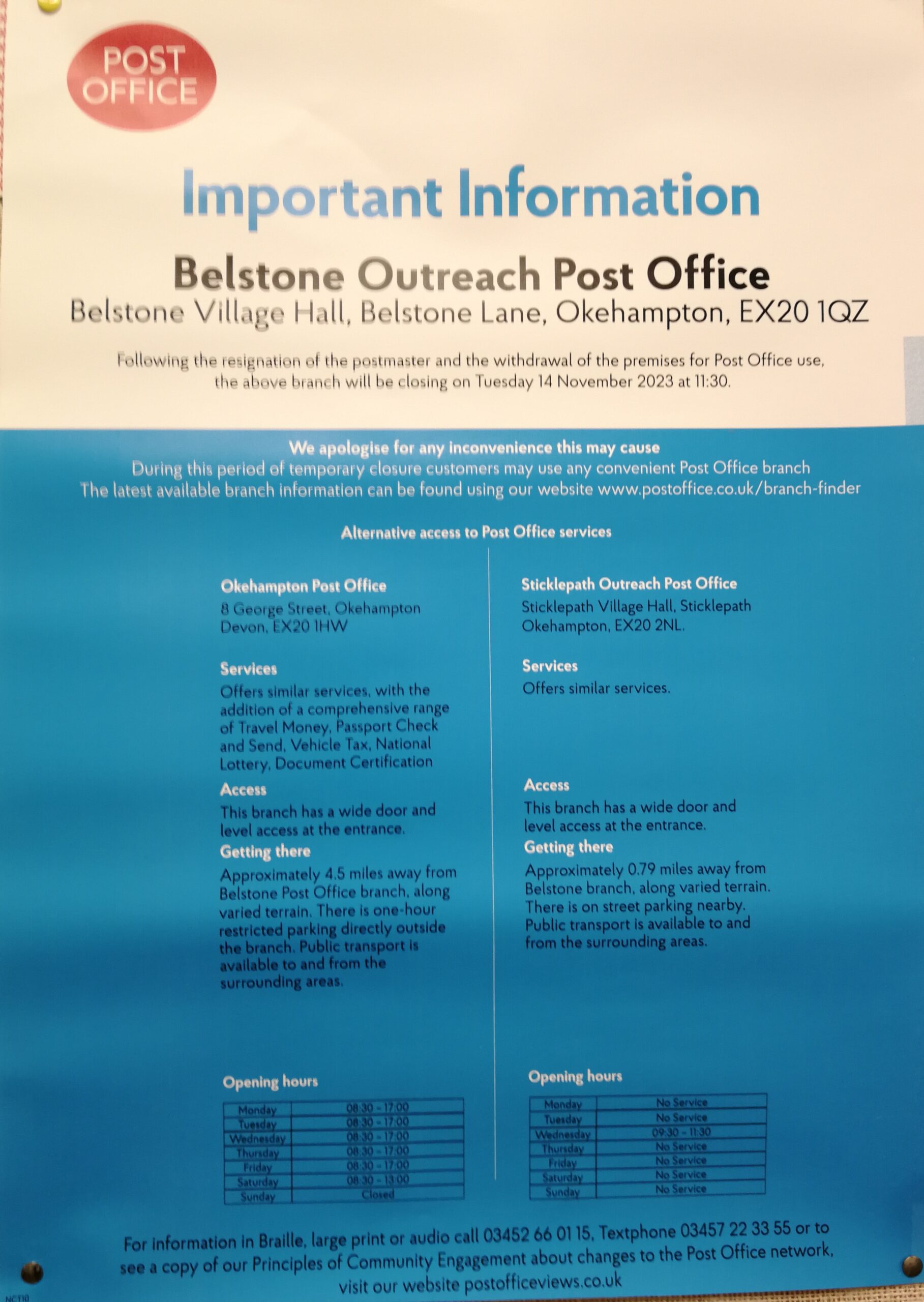 Belstone Outreach Post Office • Belstone